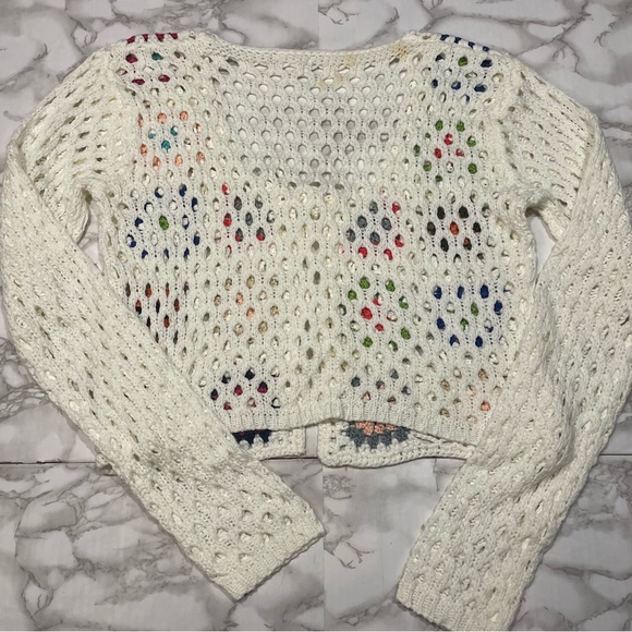 debut | Sweaters | Debut Crochet Granny Square Cropped Cardigan Sweater ...